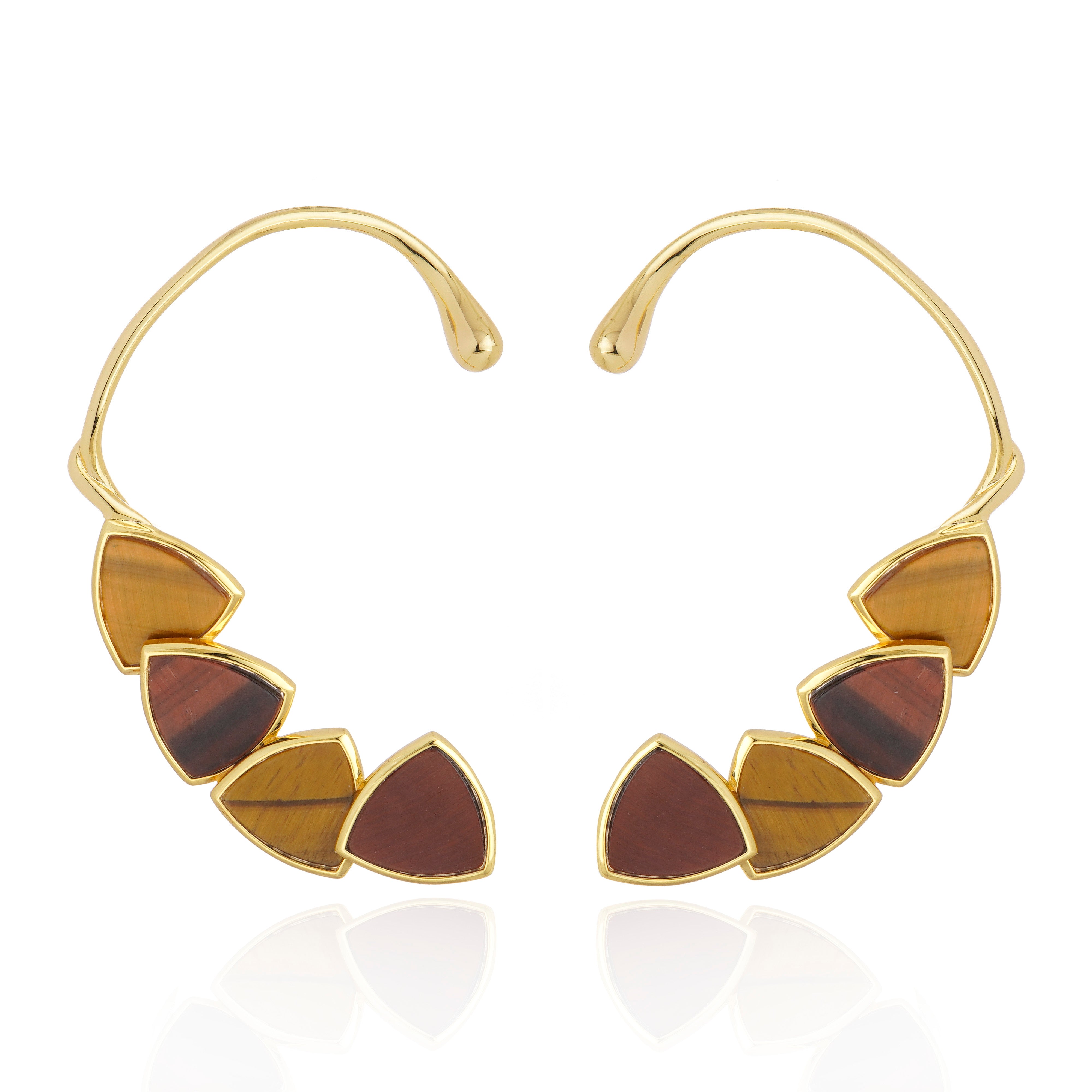 Aurora Earcuff Earrings Tyger’s Eye Double - Cristina Sabatini